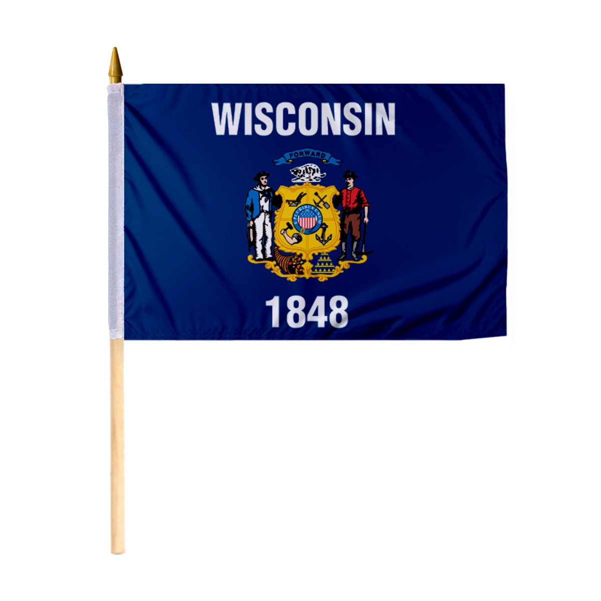 Promo Patriot's Wisconsin State Stick Flag 12x18 Inch - with 24 inch ...