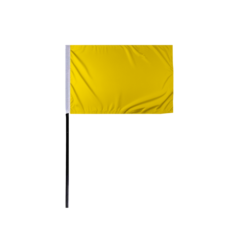 Promo Patriot's "Yellow" Racing Flag "Caution" Stick Flag 4x6 inch - 11 inch Black Plastic Pole ...