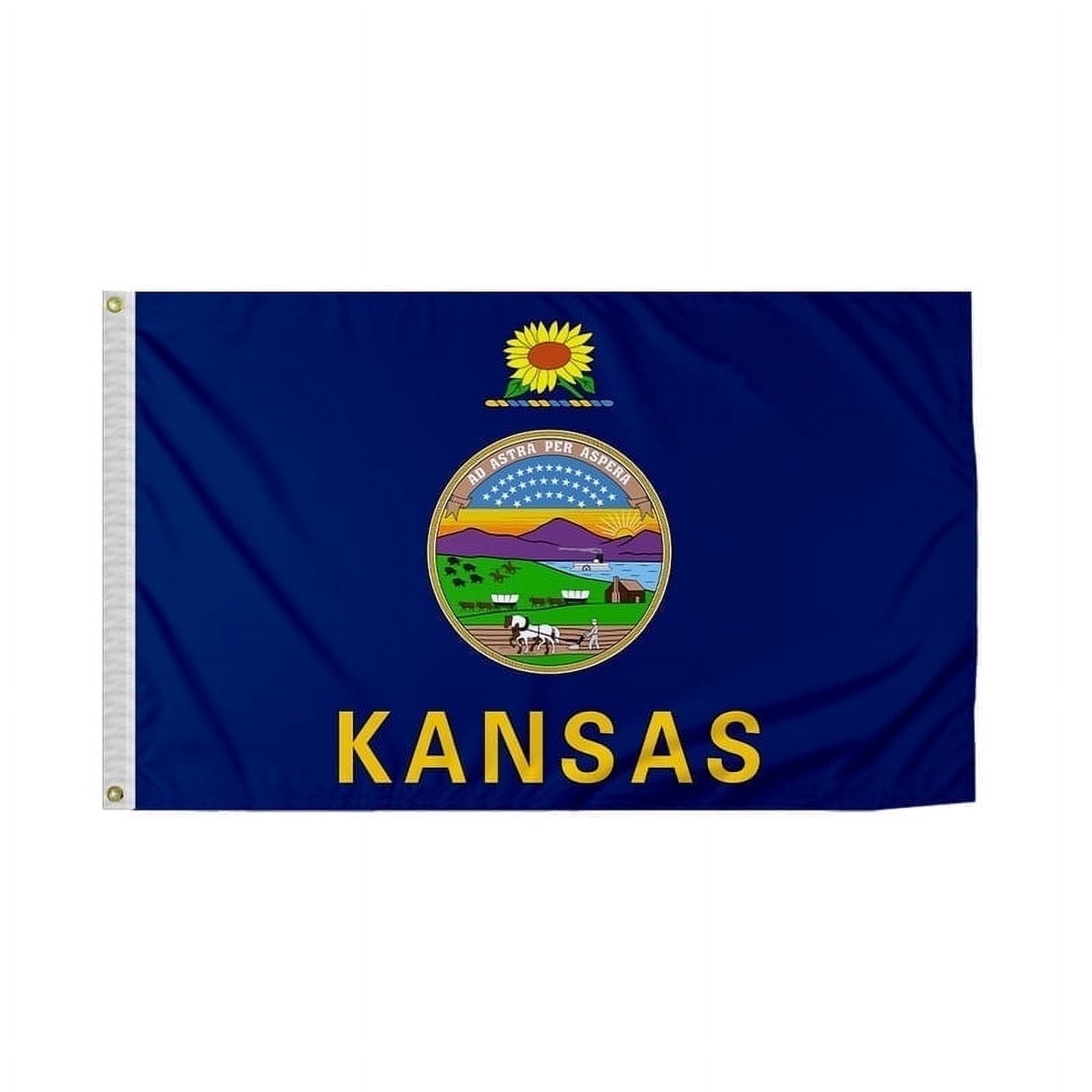 PromoPatriot Kansas State KS Flag 4x6 ft 200D Nylon Outdoor Reverse ...