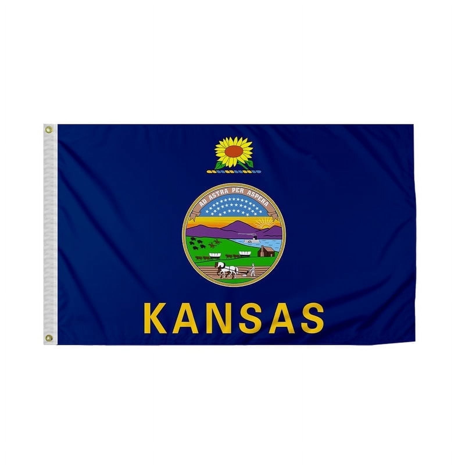 PromoPatriot Kansas State KS Flag 5x8 ft Nylon Indoor Outdoor with ...