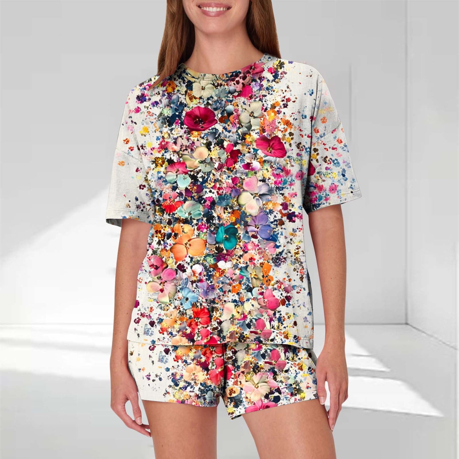 Promociones De Walmart,Sriper Womens Pajama Sets Shorts Striped,Womens 2 Piece Lounge Set Cotton ...