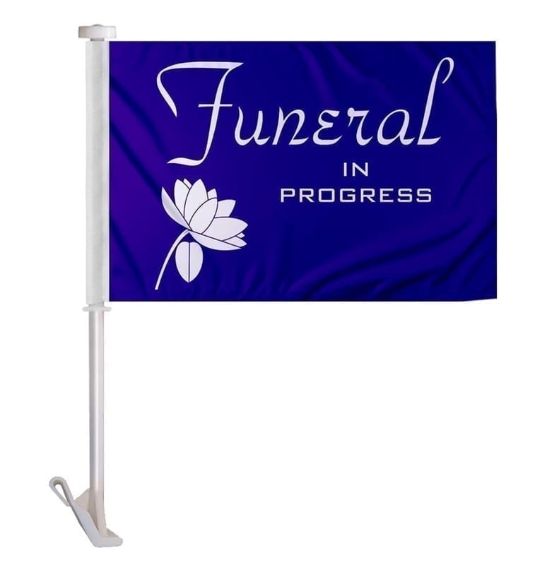 Promopatriot Funeral in Progress White Flower on Purple Car Flags - 10 ...