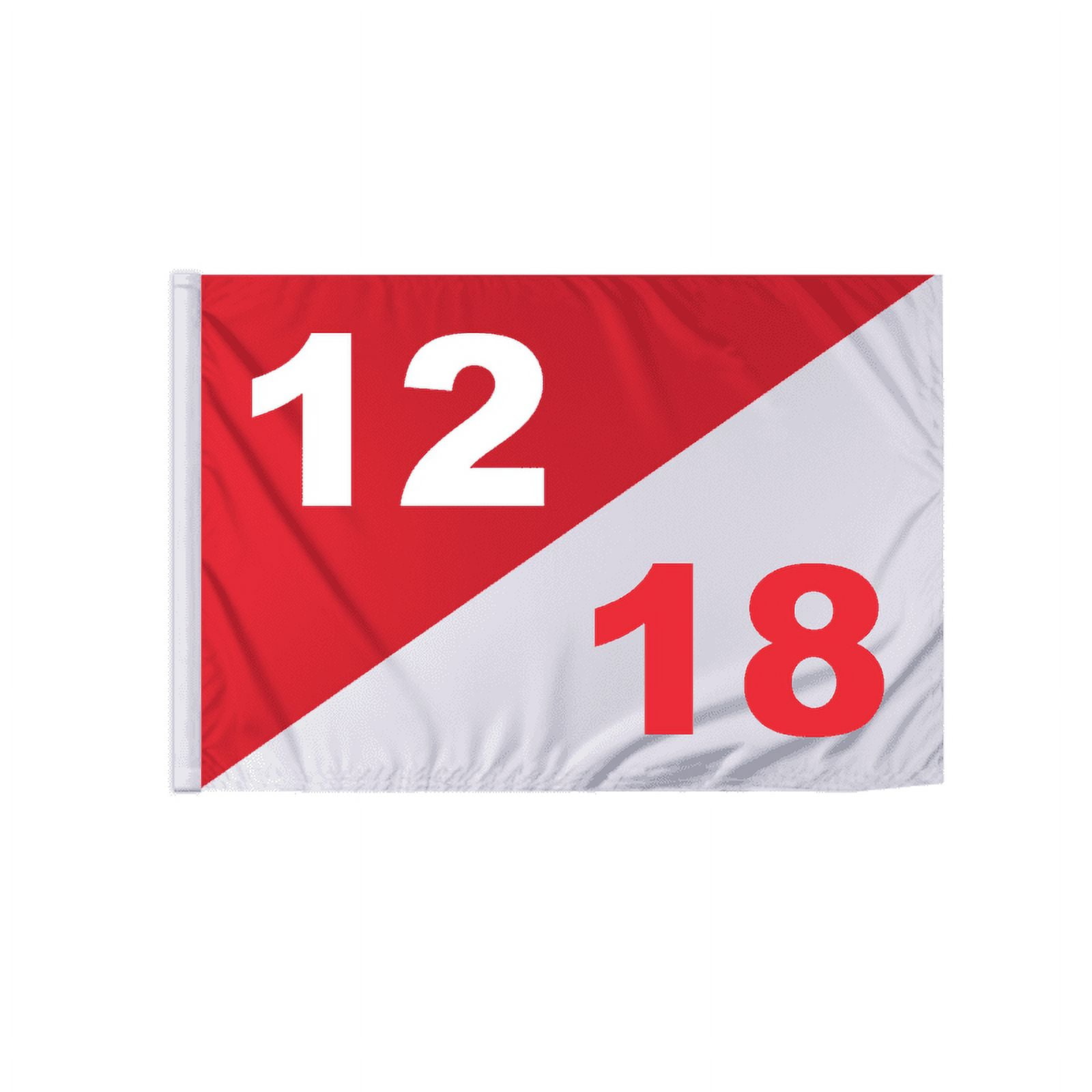 Promopatriot 14x20 inch Diagonal Red White Golf Flag Dual Numbers 12 18 ...