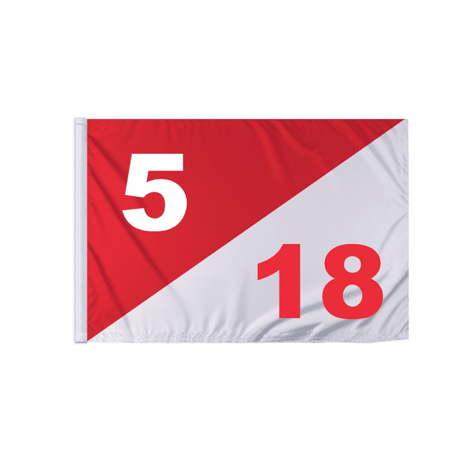 Promopatriot 14x20 inch Diagonal Red White Golf Flag Dual Numbers 5 18 ...