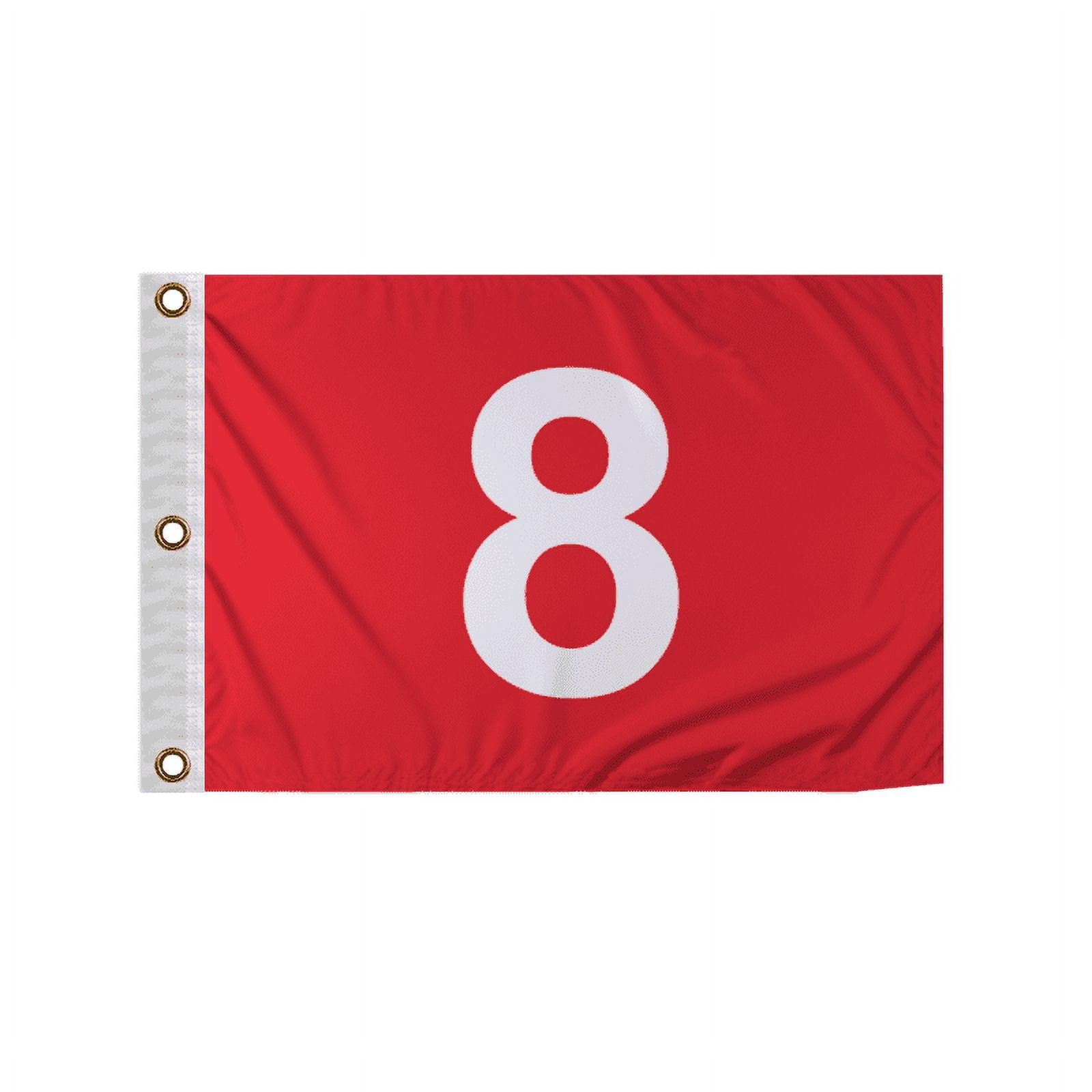 Promopatriot 14x20 inch Numbered Golf Flag with Tube Inserted No 8, Red ...