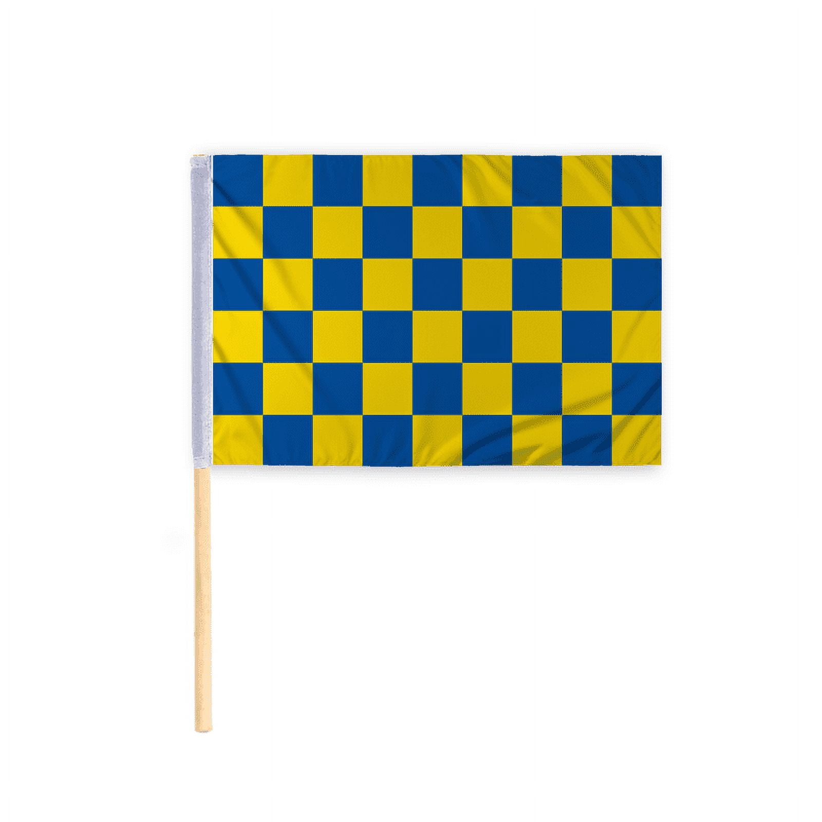 Promopatriot Checkered Racing Flags Yellow Blue Pattern - 30x30 inch ...