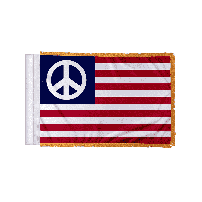 Promopatriot American Peace Car Antenna Flag 4" x 6" with Gold Fringe ...