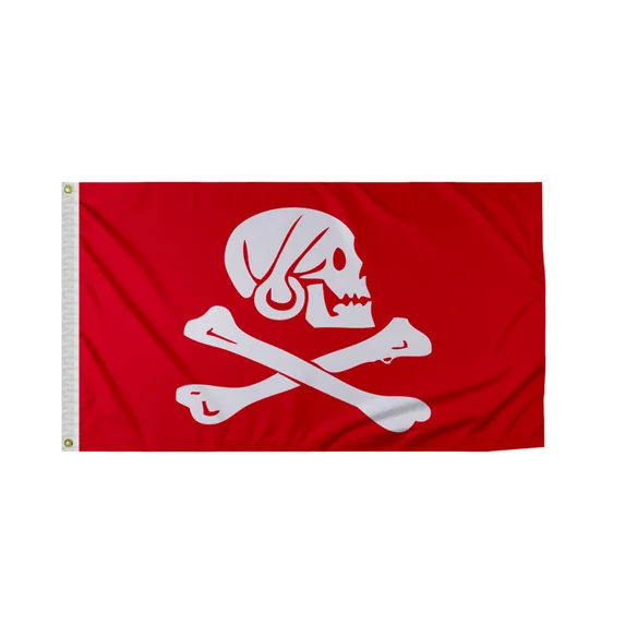 Promopatriot Henry Every Red Jolly Roger Pirate 4'x6' ft Flag 200D ...