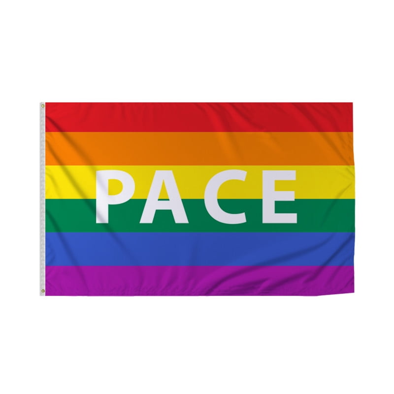 Promopatriot Pace Pride Flag 5x8 Ft Printed 200D Nylon Brass Grommets ...