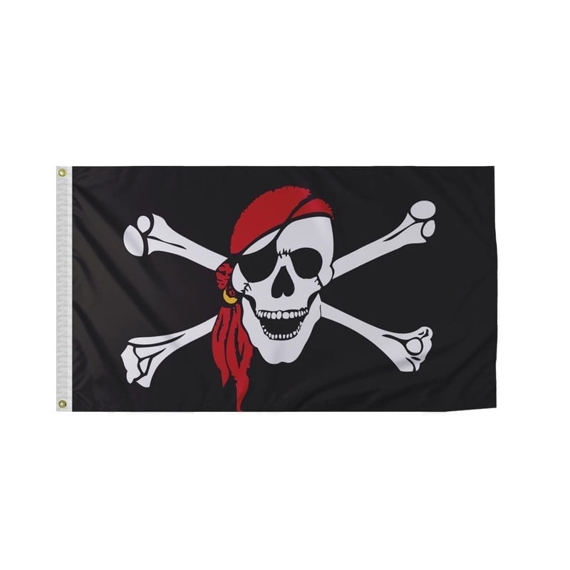 Promopatriot Red Skull Bandana Pirate Flag 12'x18' inch Nylon 200D with ...