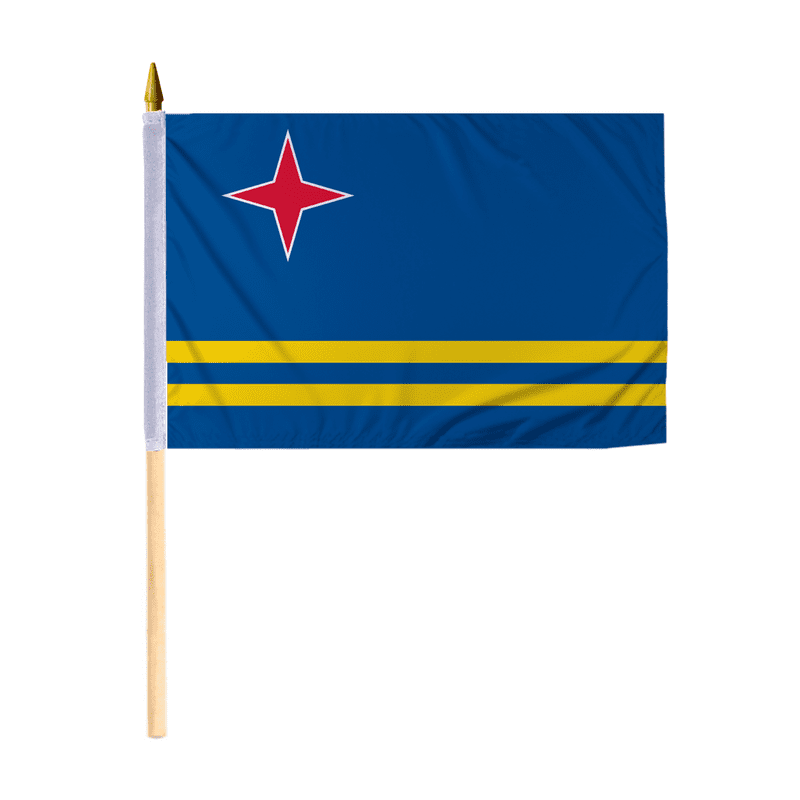 Promopatriot Small Aruba National Desk Flag 12x18 inch 24" Wood Stick ...