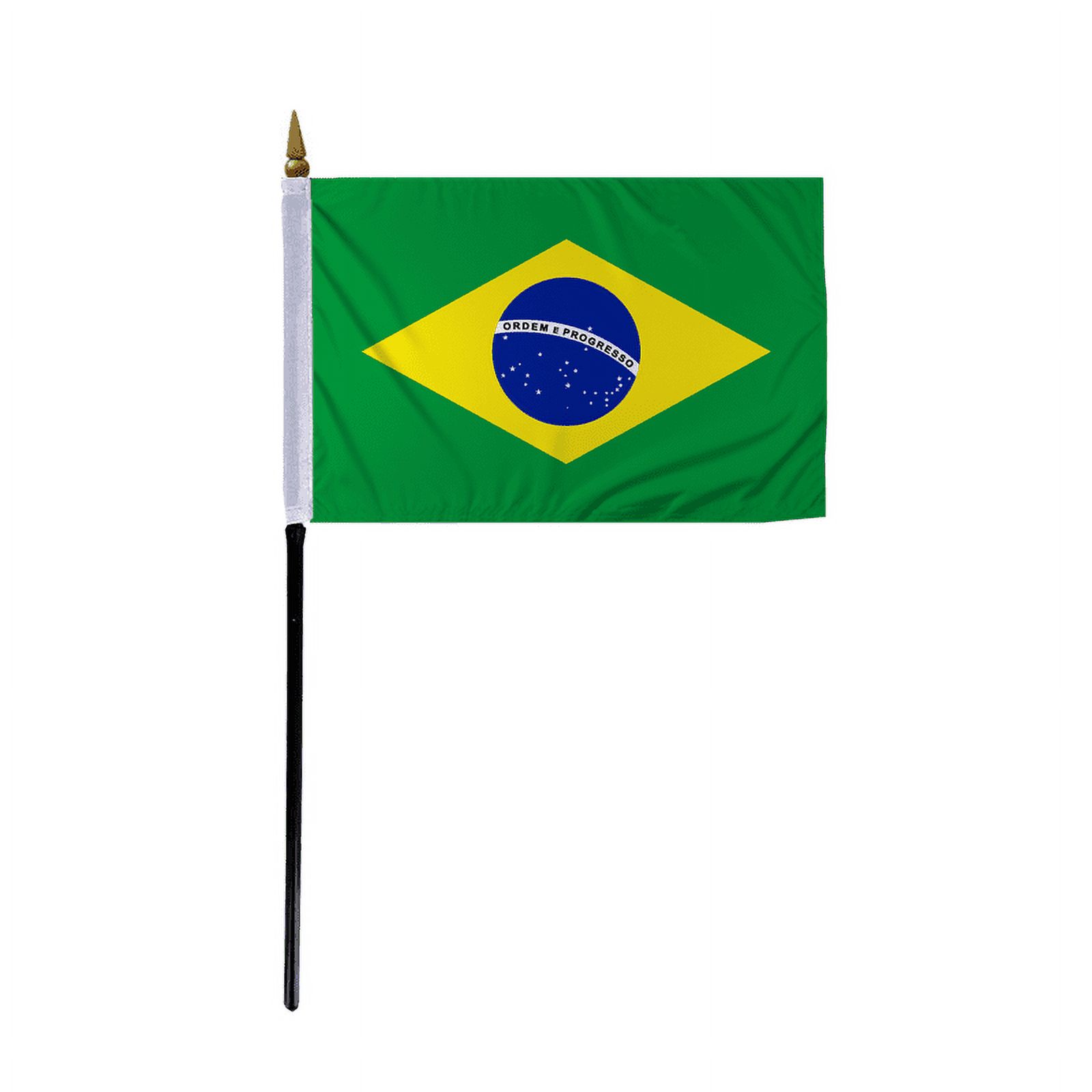 Promopatriot Small Brazil Country Stick Flag 4x6 inch 11" Plastic Stick ...