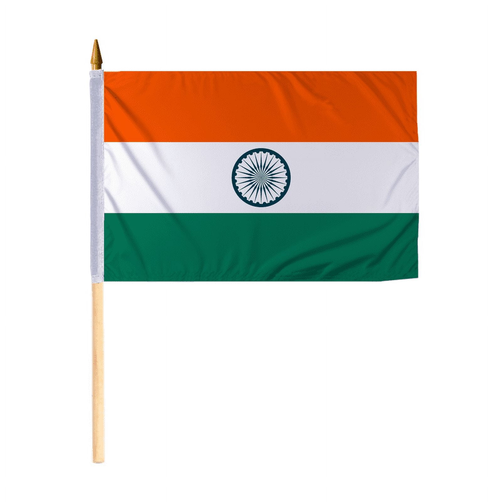 Promopatriot Small India National Desk Flag 12x18 inch 24" Wood Stick ...
