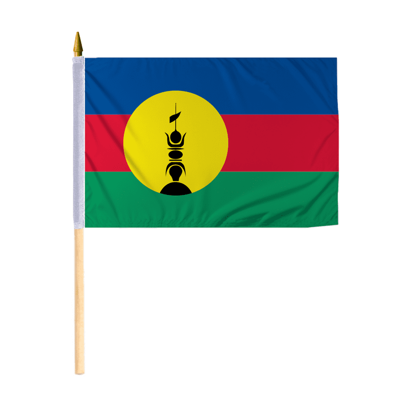 Promopatriot Small New Caledonia National Desk Flag 12x18 inch 24" Wood ...