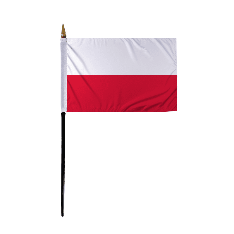 Promopatriot Small Poland Country Stick Flag 4x6 inch 11" Plastic Stick ...