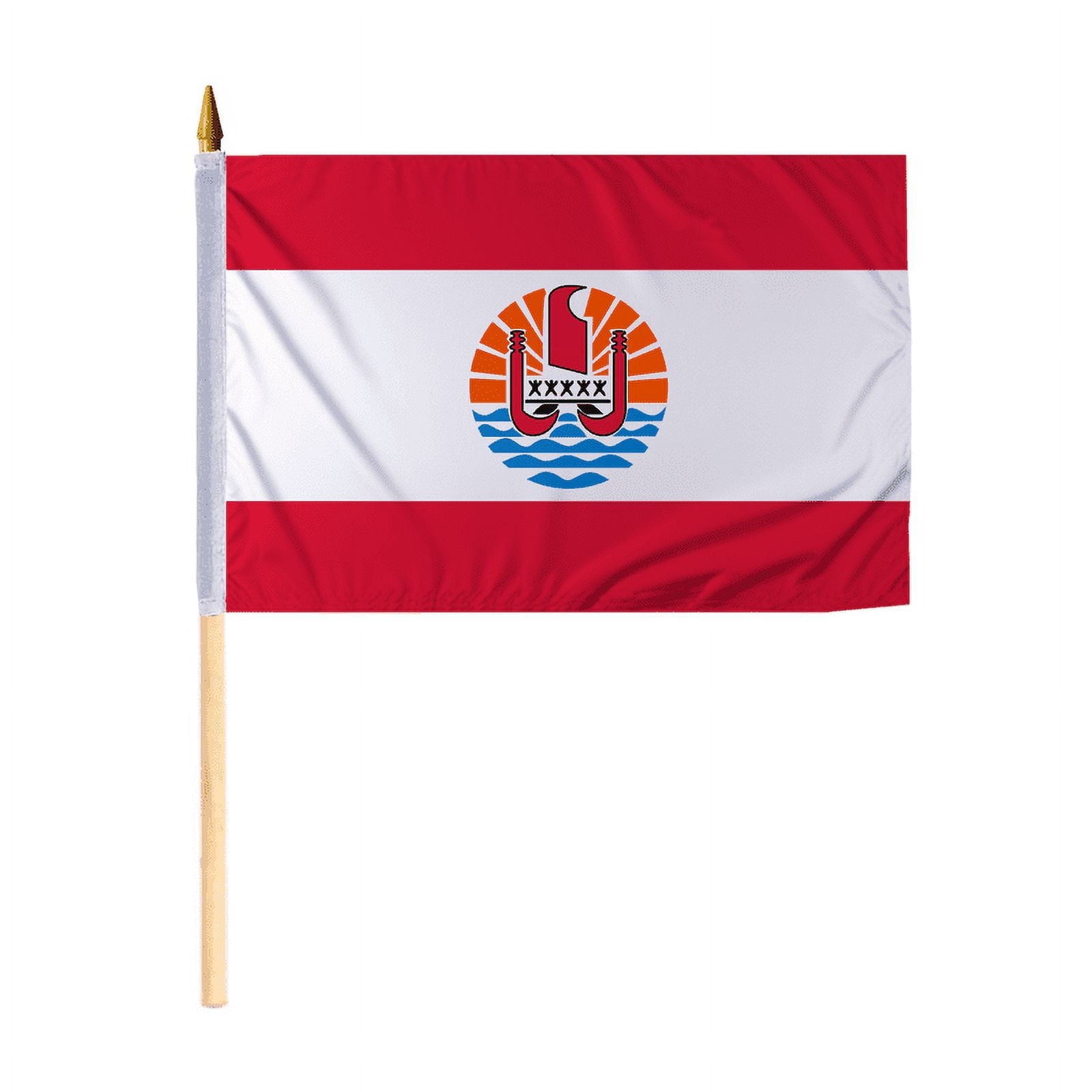 Promopatriot Small Tahiti National Desk Flag 12x18 inch 24" Wood Stick ...