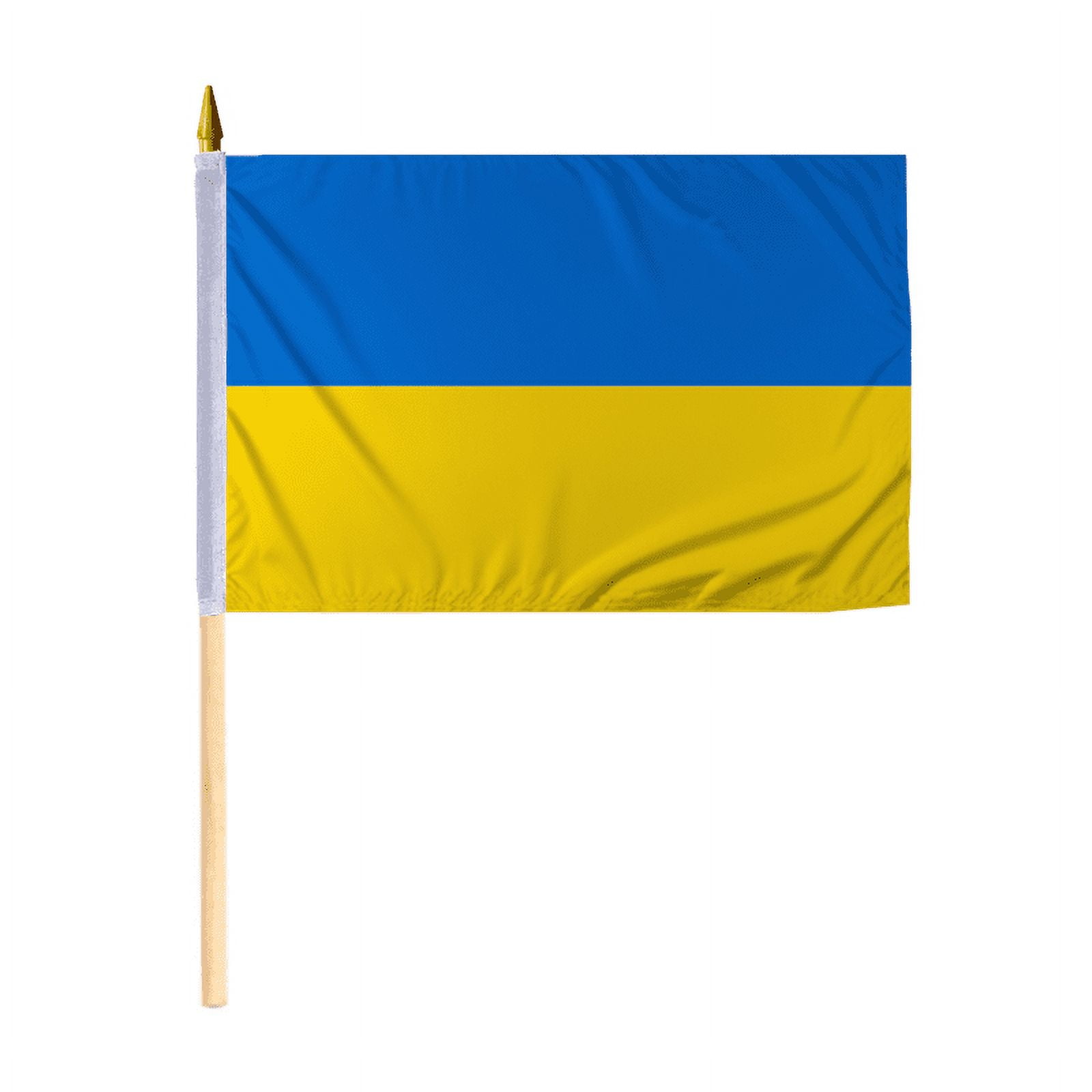 Promopatriot Small Ukraine National Desk Flag 12x18 inch 24" Wood Stick ...