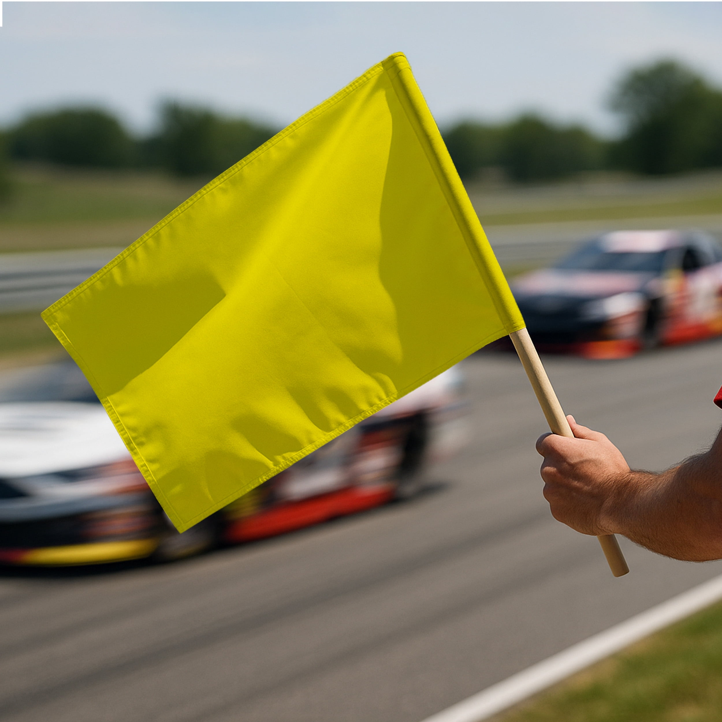Promopatriot Yellow Caution Racing Stick Flag 24x30 inch 200D Nylon ...