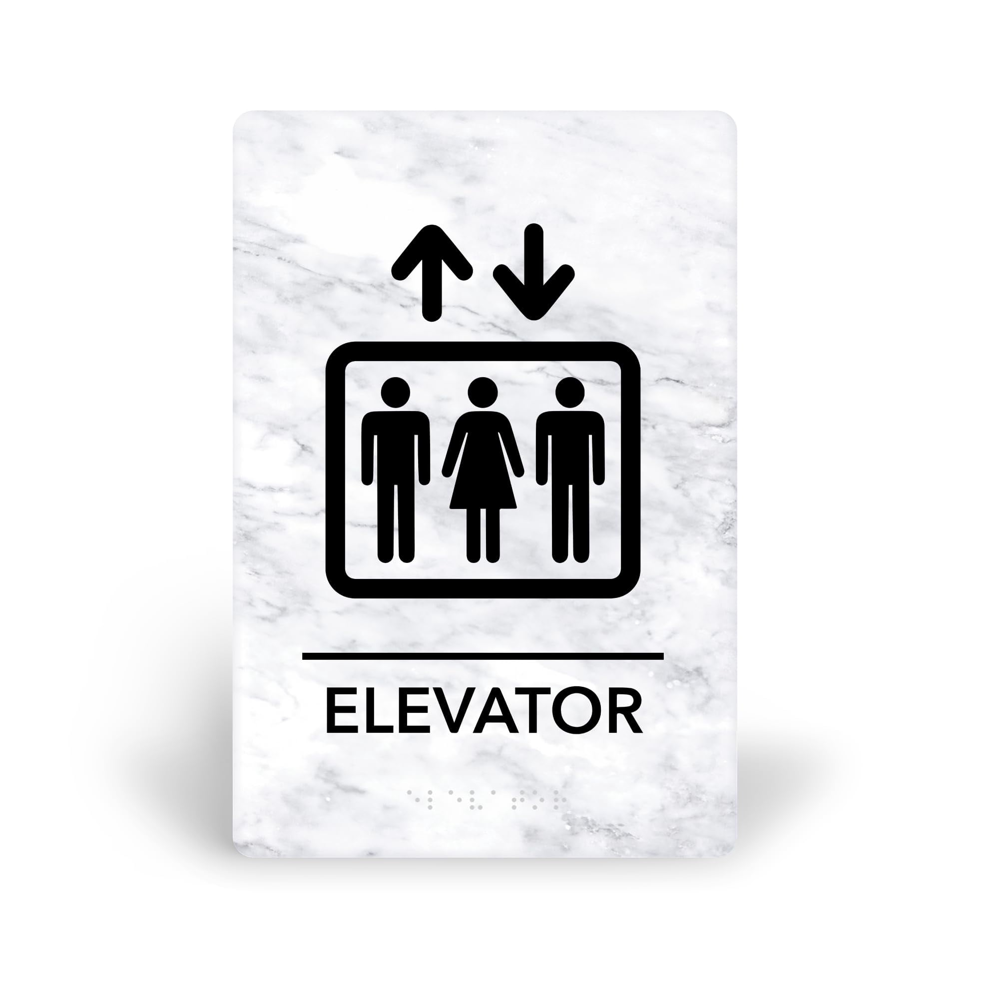 Promot 9x6 Elevator Sign – ADA Braille Self-Adhesive - Marble White ...