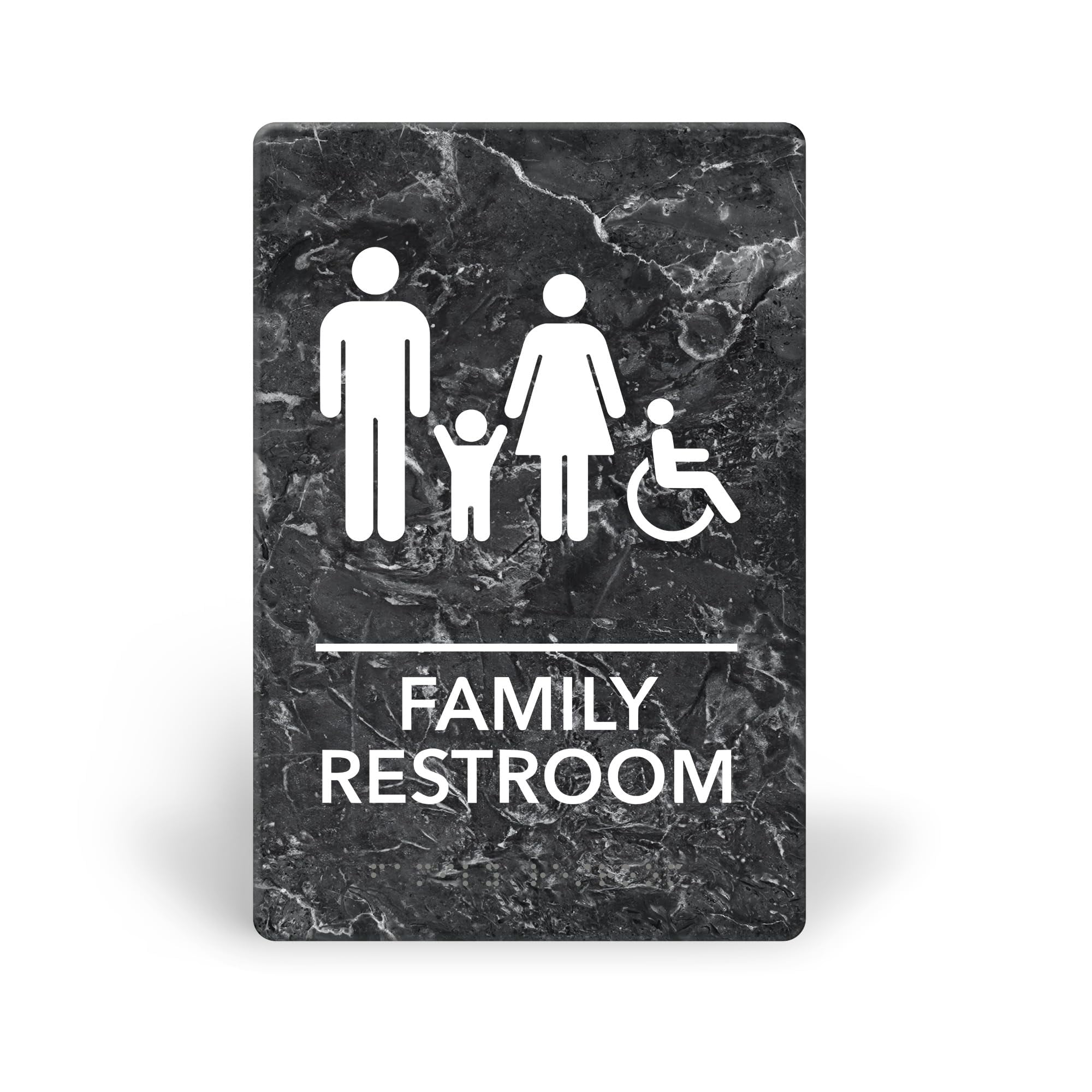 Promot 9x6 Family Restroom Sign – ADA Braille Self-Adhesive - Marble ...