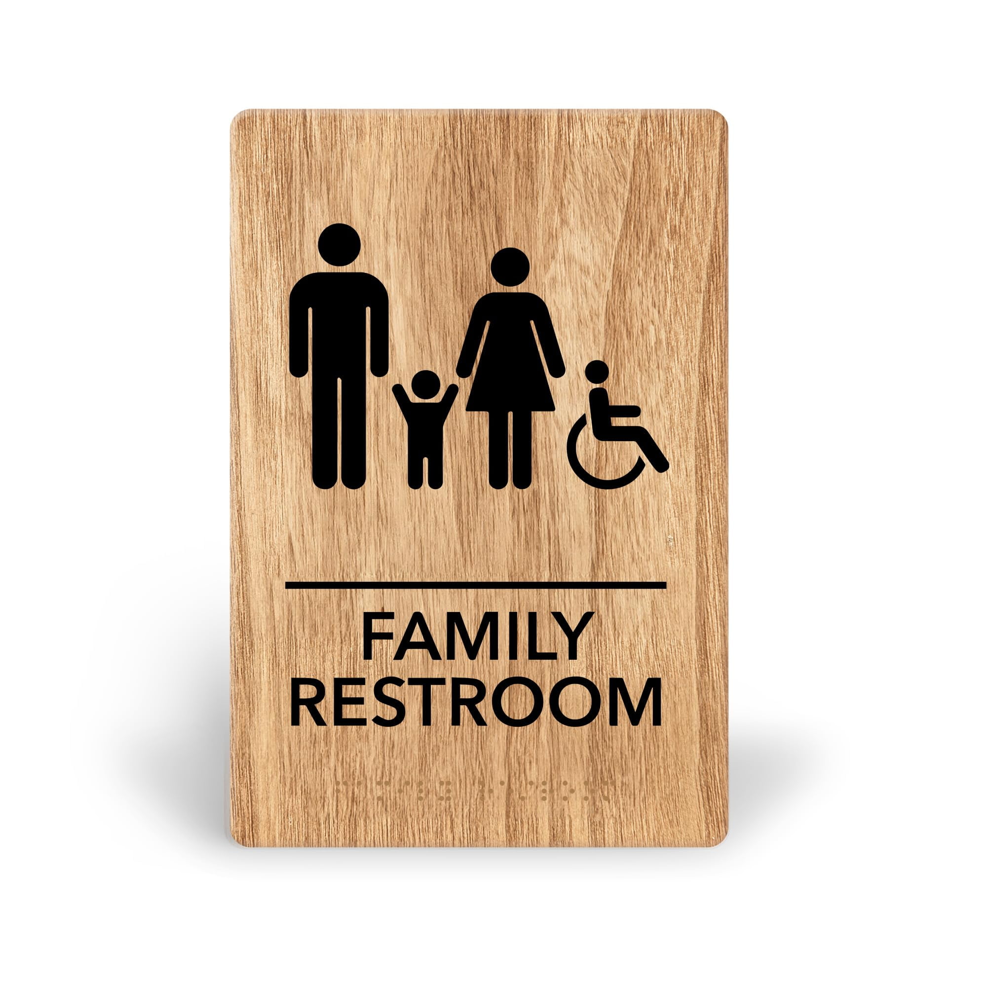 Promot 9x6 Family Restroom Sign – ADA Braille Self-Adhesive - Oak ...