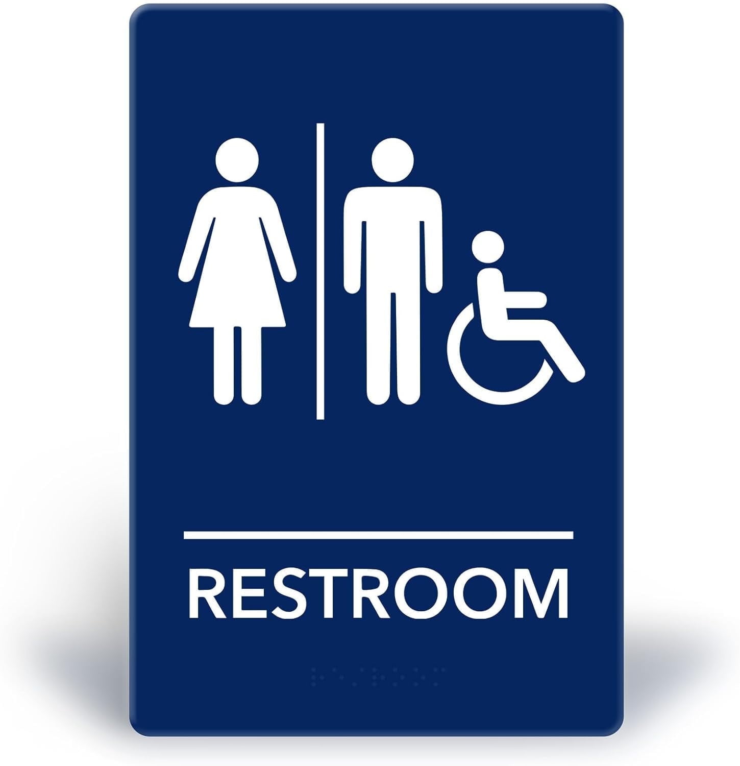 Promot 9x6 Unisex Handicap Restroom Sign – ADA Braille Self-Adhesive ...