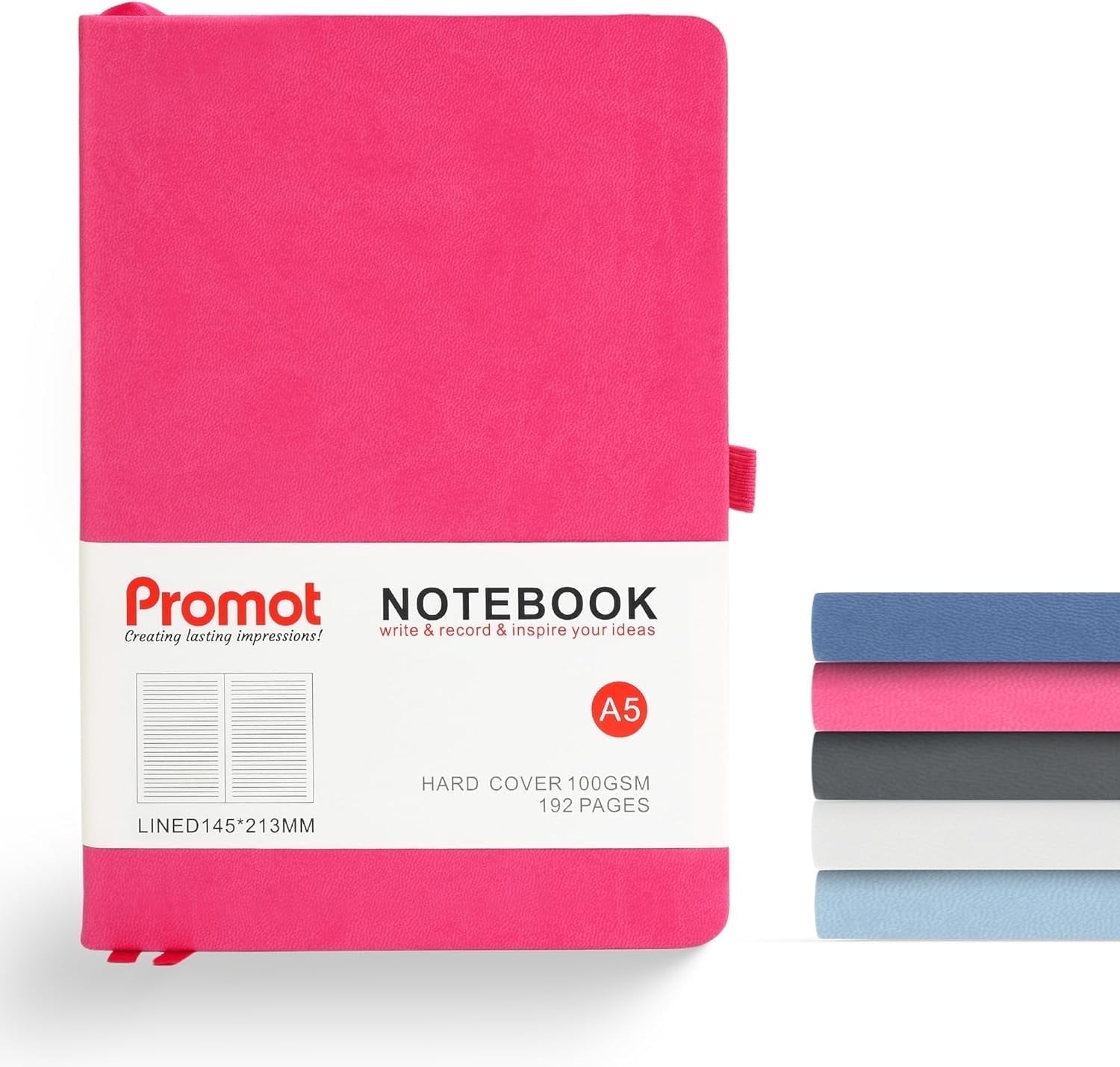 Promot A5 Pink Ruled Notebook - 192 Lined Pages 8.2 x 5.5 Inch, 100 GSM ...