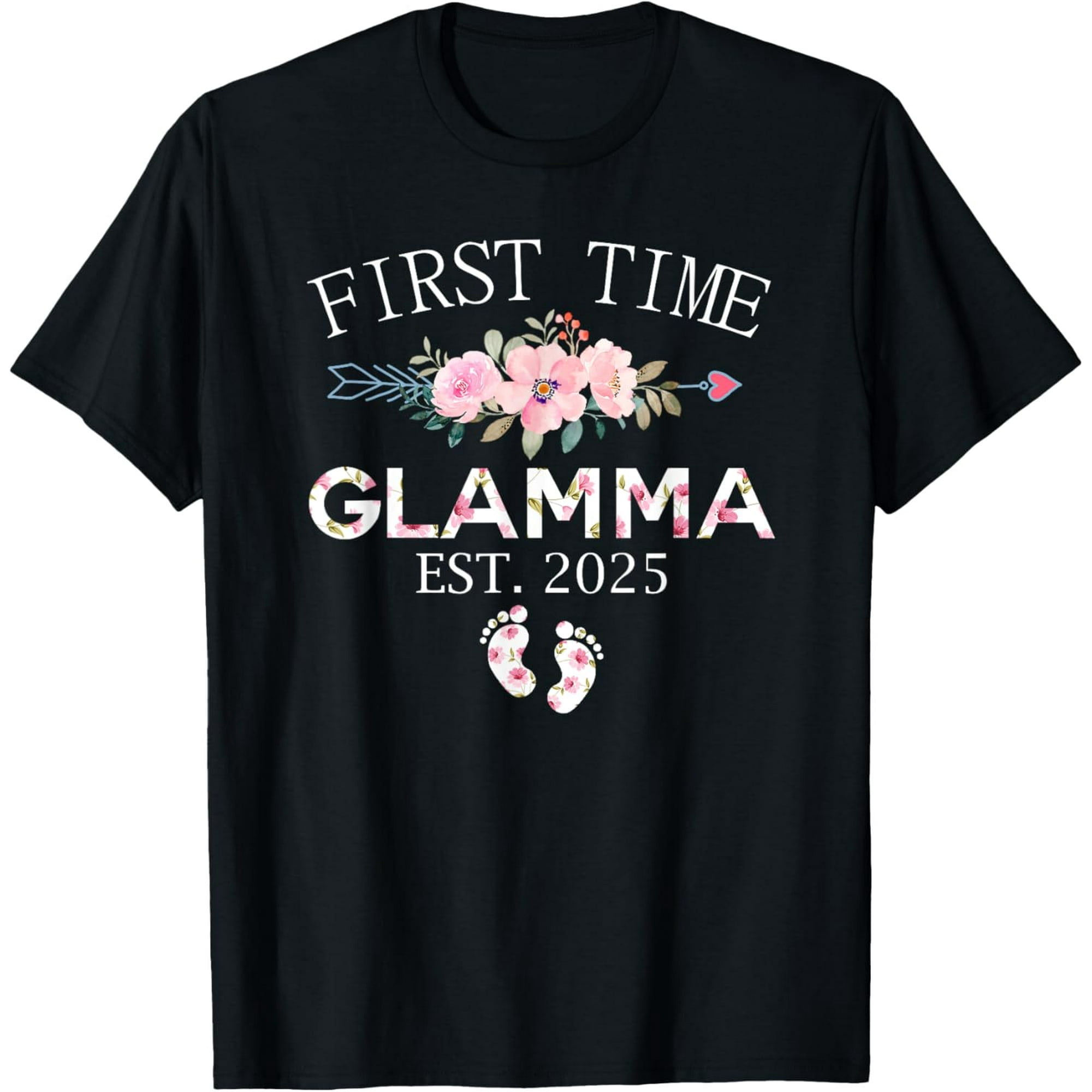 Promoted To Grandma Est 2025 First Time Glamma Mom Pregnancy T-Shirt ...