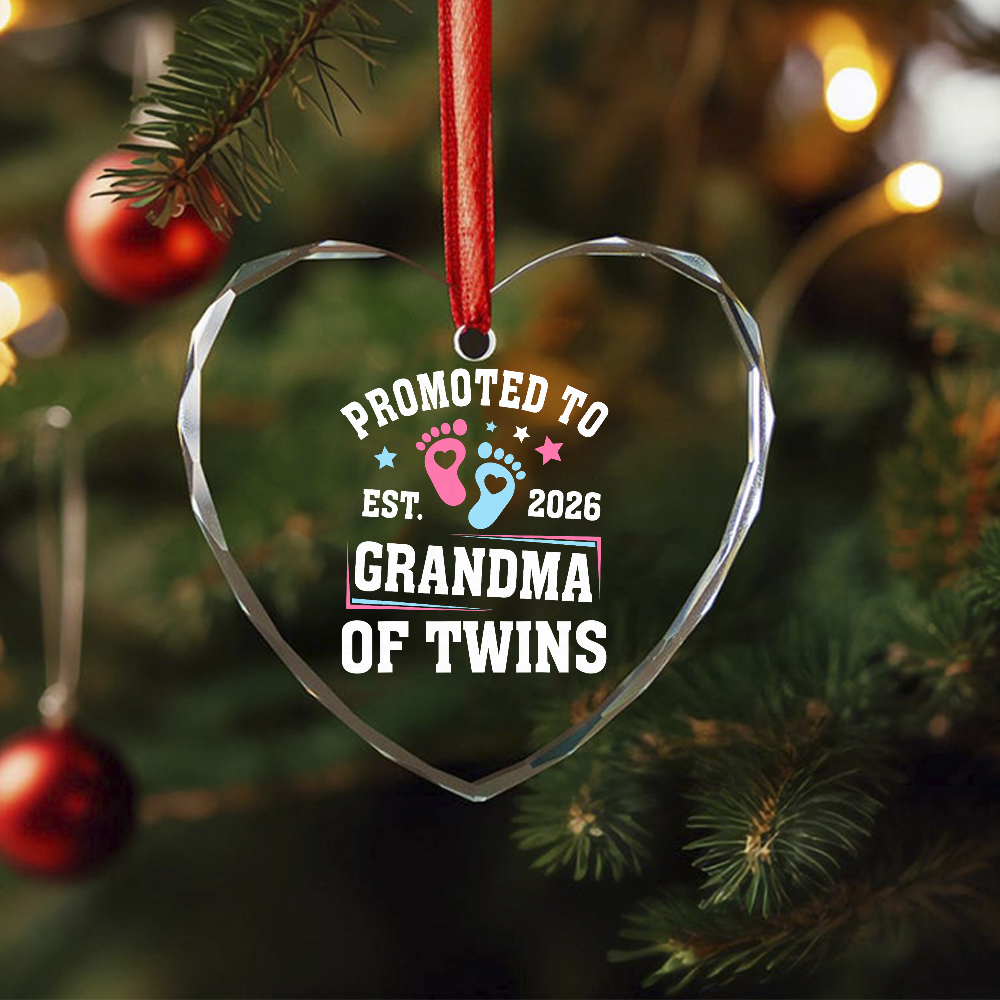 Promoted To Grandma Of Twins Est 2026 Gender Reveal Ornament Home ...