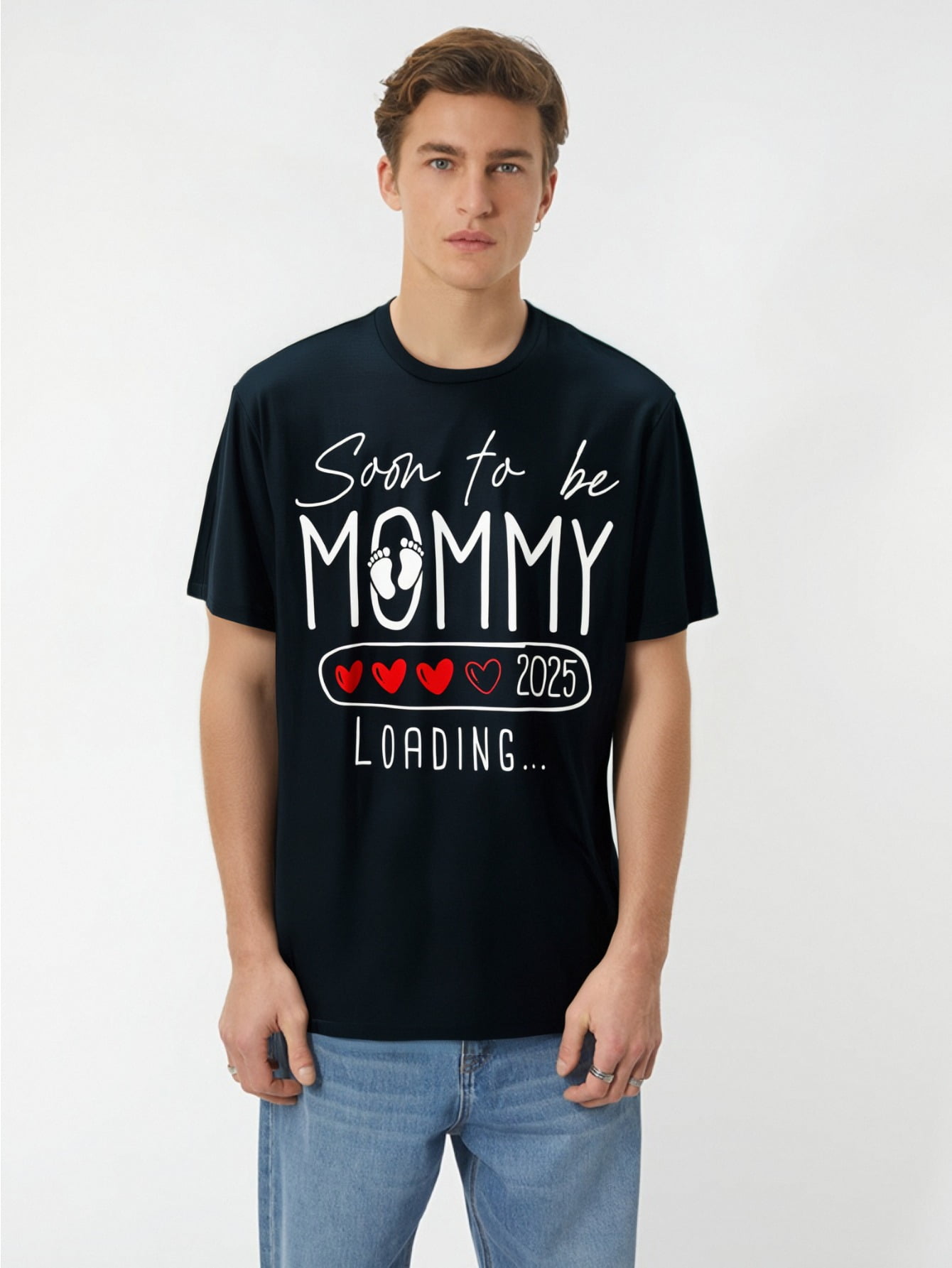 [Promoted To Mommy] 2025 Mom Est 2025 Loading Promoted To Mommy - 100% Cotton 220g T-Shirt ...