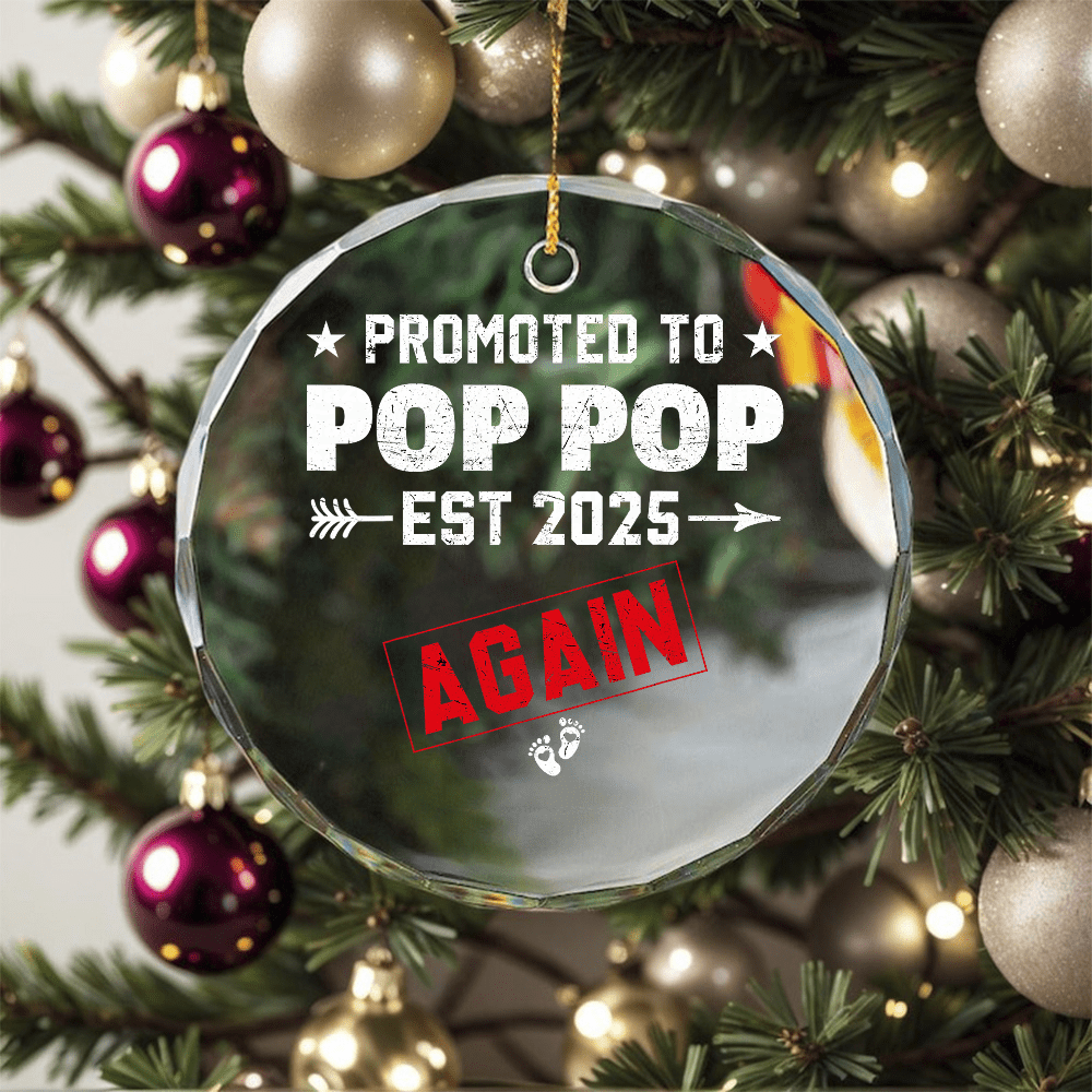 Promoted To Pop Pop Again 2025 Baby Announcement Siblings Ornament ...