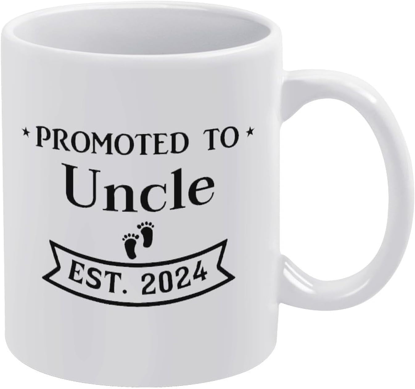 Promoted To Uncle Est 2024 Ceramic Coffee Mug Funny Gift From 11 Ounces ...