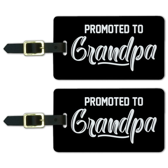 Promoted to Grandpa Luggage ID Tags Suitcase Carry-On Cards - Set of 2 ...