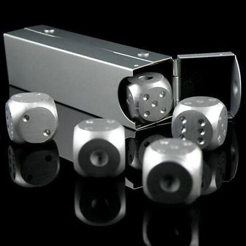 Promotion! Aluminum Alloy Solid Metal Dices With Portable Box Poker ...
