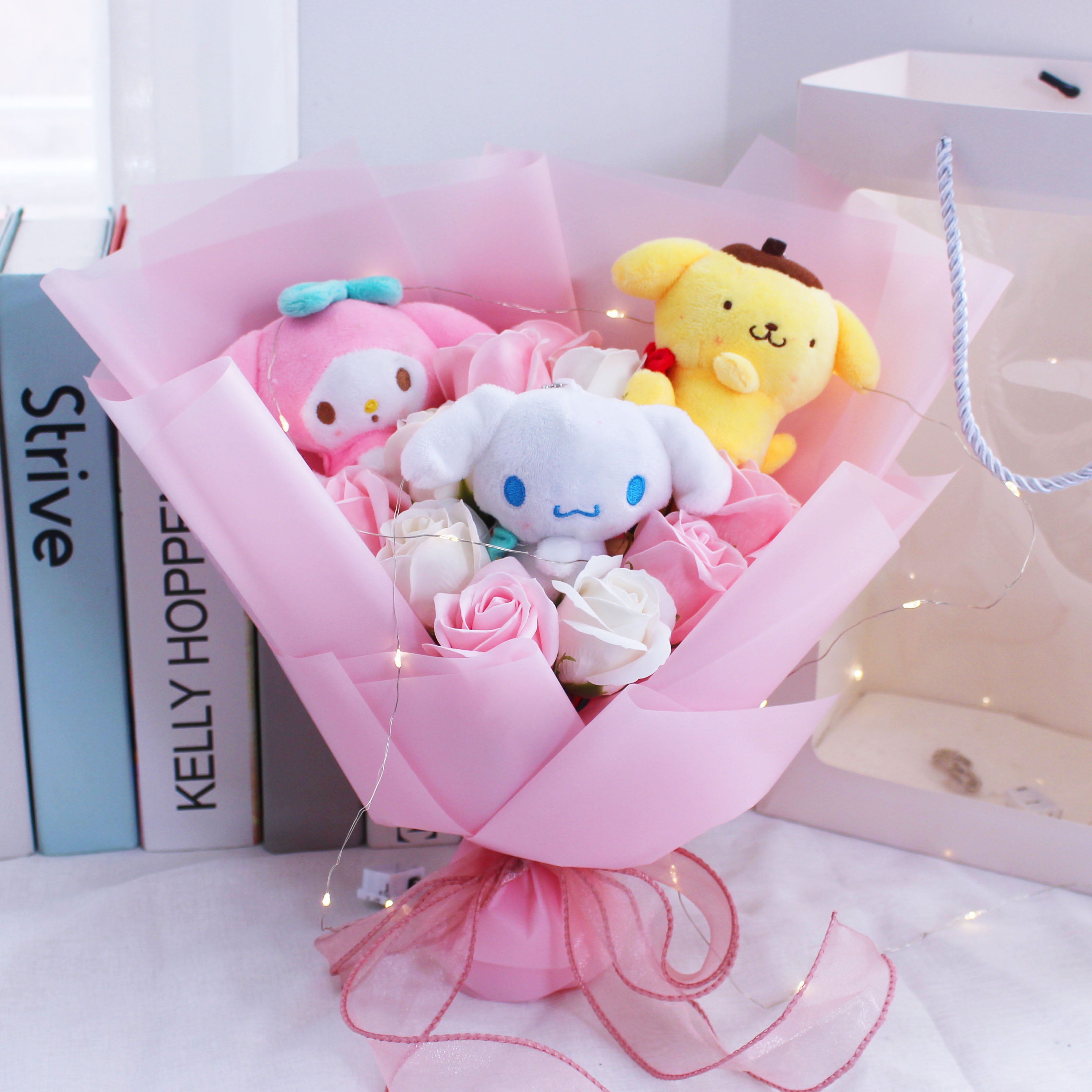 Promotion Kawai Cartoon Kuromi Melody Cinnamoroll Plush Dolls Bouquet ...