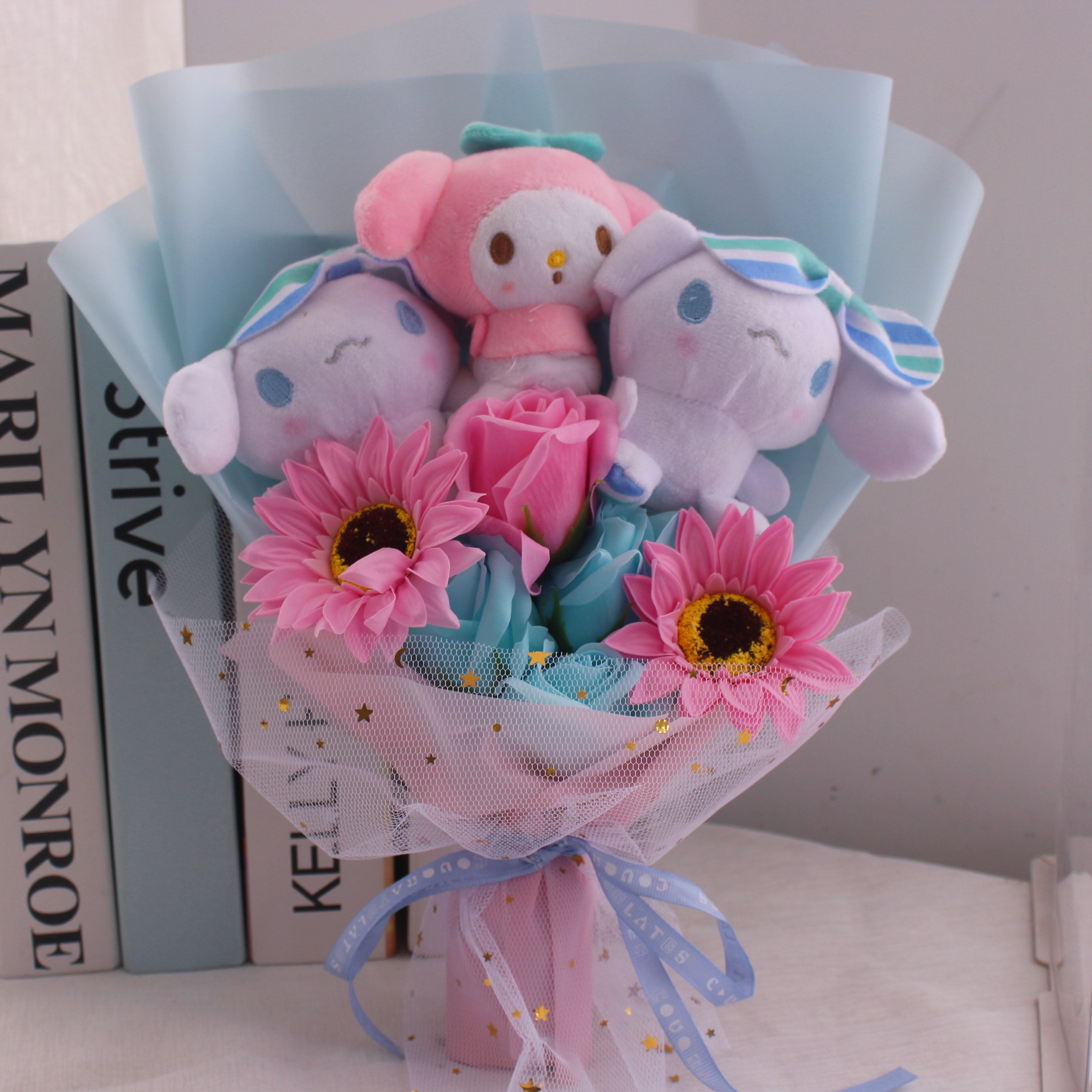 Promotion Kawai Cartoon Kuromi Melody Cinnamoroll Plush Dolls Bouquet ...