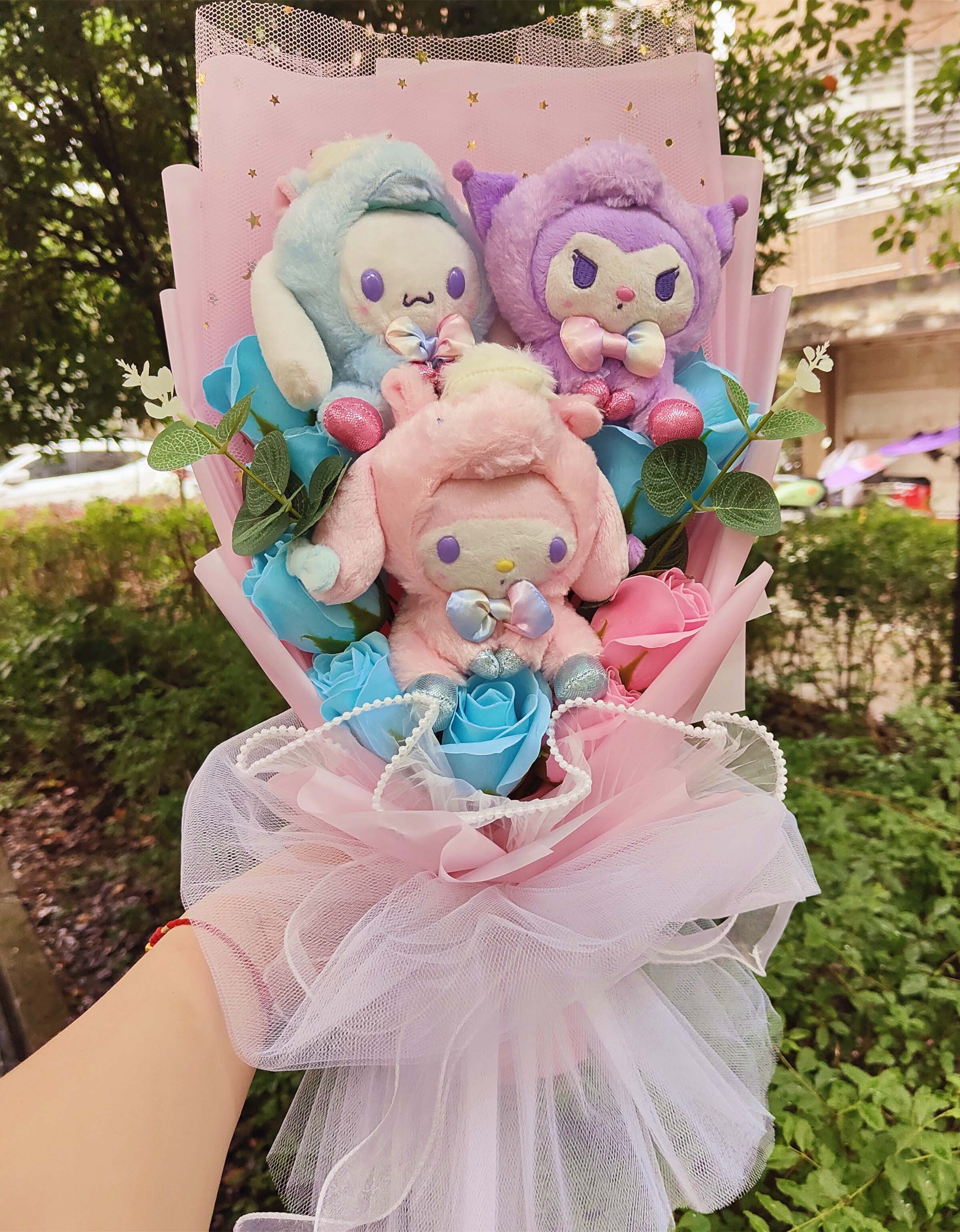 Promotion Kuromi Cinnamoroll Cinnamoroll Plush Doll Toy Kawaii Flower ...