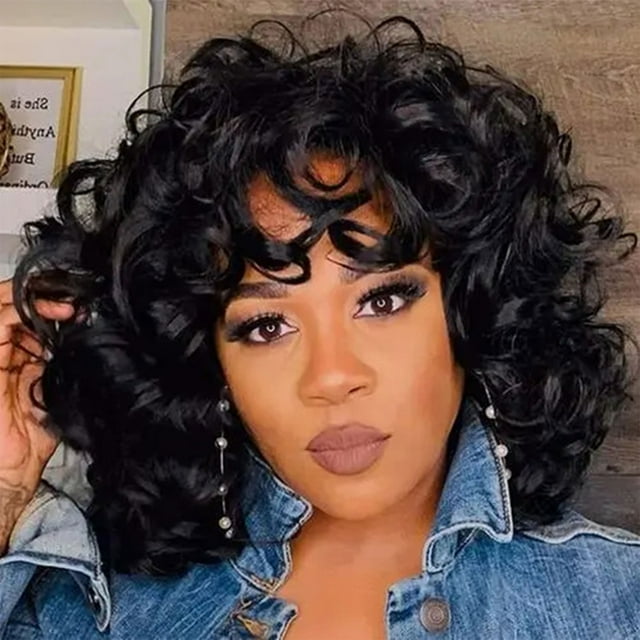 🌸promotion Sale Black Wig Long Curly Hair High Temperature Silk Long