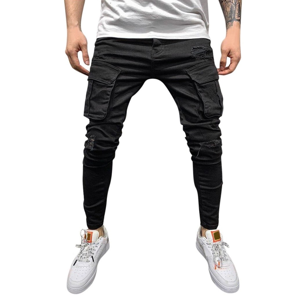 Promotion Sale, Eguiwyn Mens Sweatpants Solid Denim Trouser Distressed ...