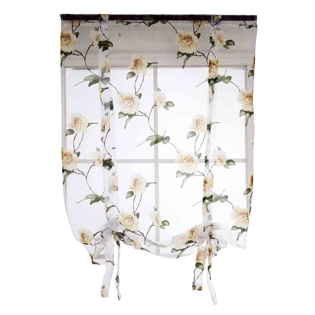 Promotion Sale! Nomeni Polyester Curtains Leaves Sheer Curtain Tulle ...