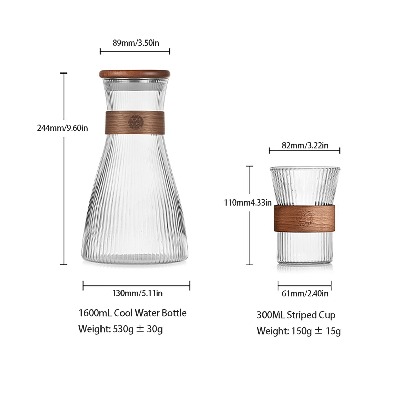 Promotion Sale! Nomeni Storage Container Ribbed Glass Carafe with Wood ...