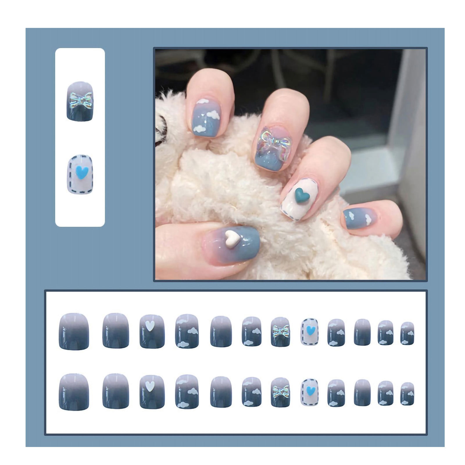 🌸Promotion Sale! White Clouds Nails Wearing A Removable Butterfly ...