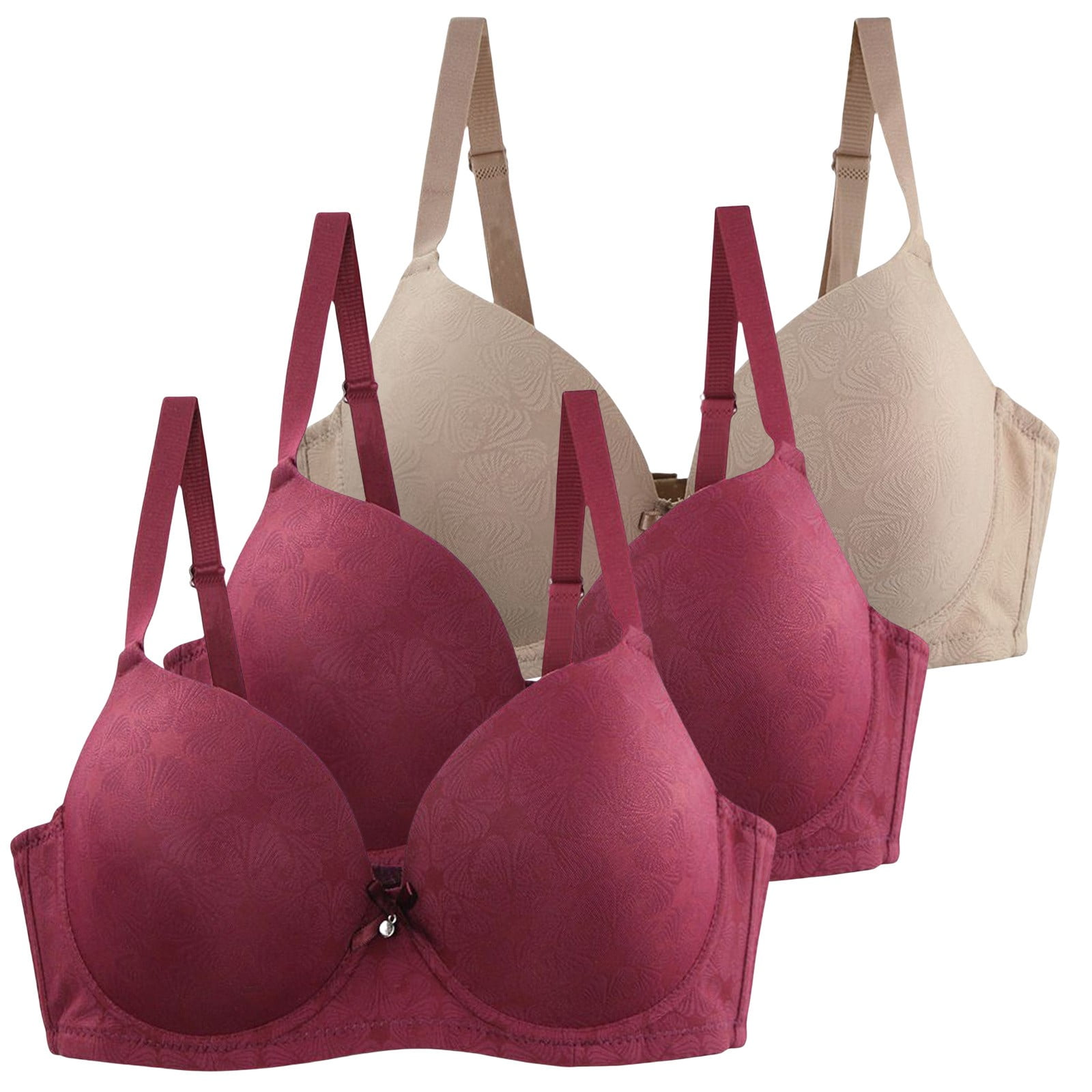 Promotion Sale! Women's Plus Size Soft Thin Underwire Support Bra 3PC ...