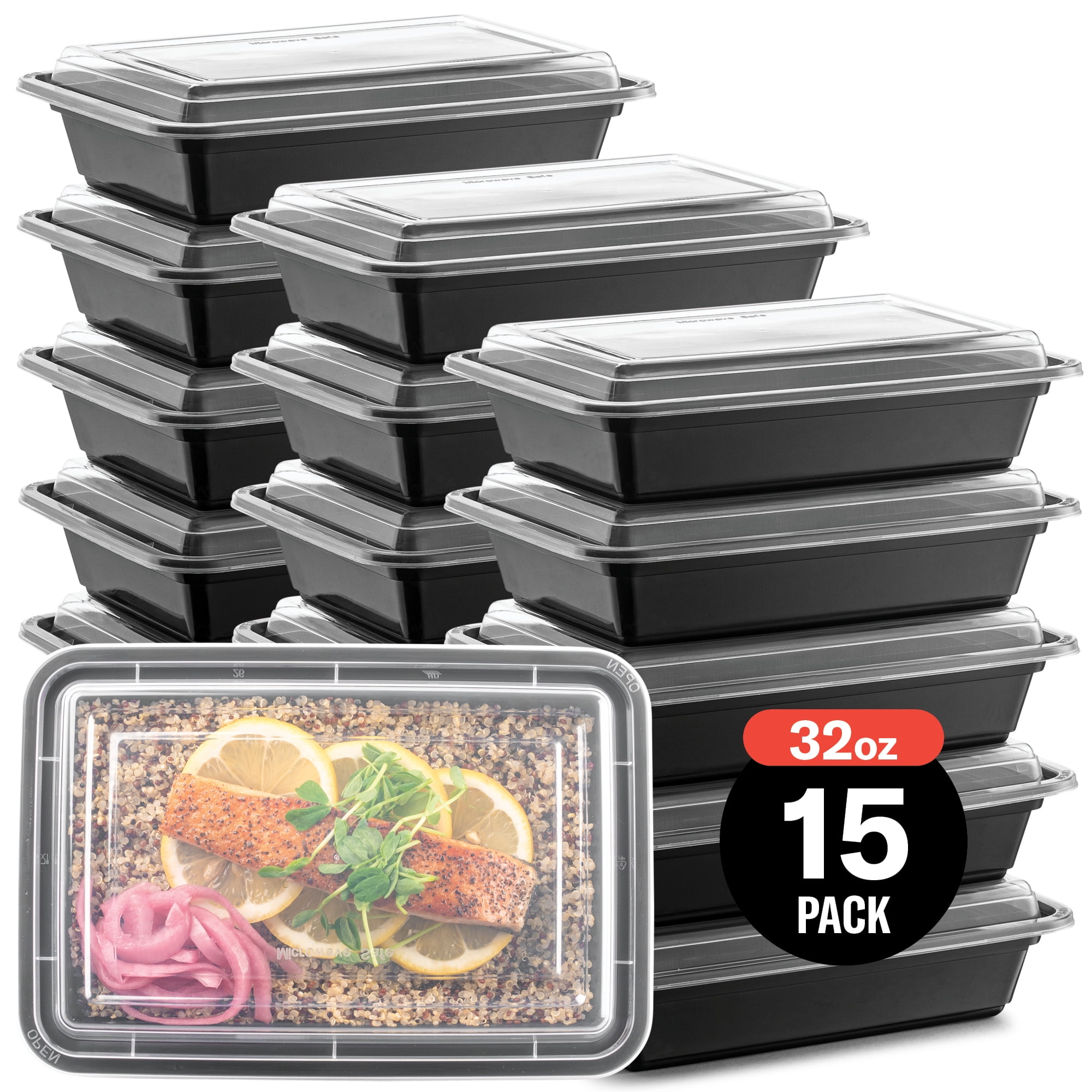 Promoze 15-Pack Meal Prep Plastic Microwavable Food Storage Containers ...