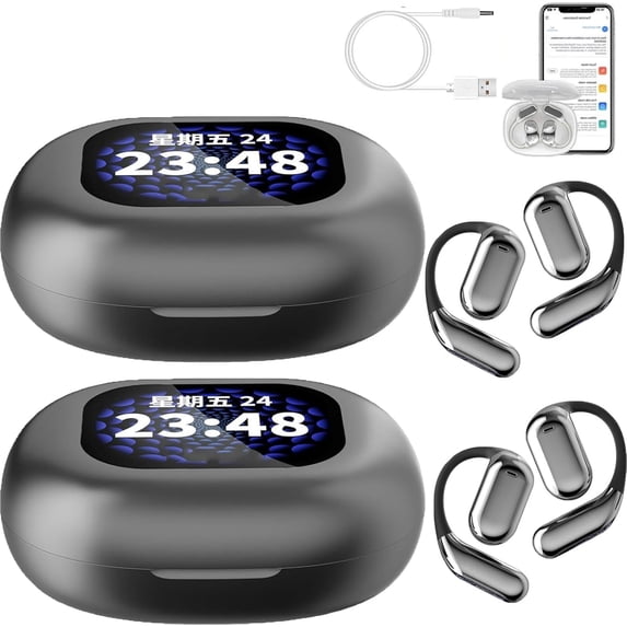 Promptanda Open Ear Earbuds, Ipx5 Sweat-proof, LCD Color Touch Screen ...