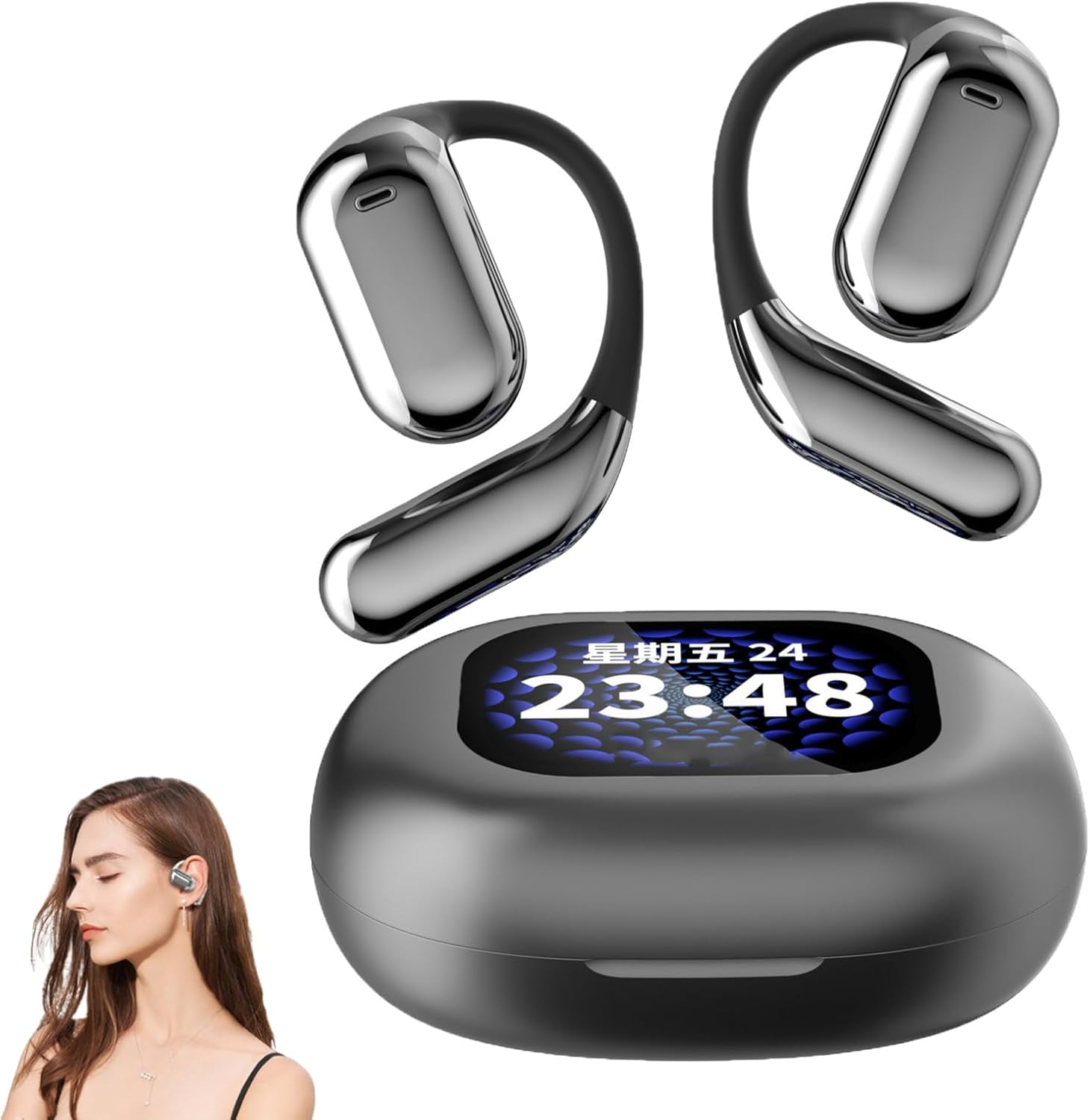 Promptanda Open Ear Earbuds, True Powerful Bluetooth 5.4 Open Ear ...