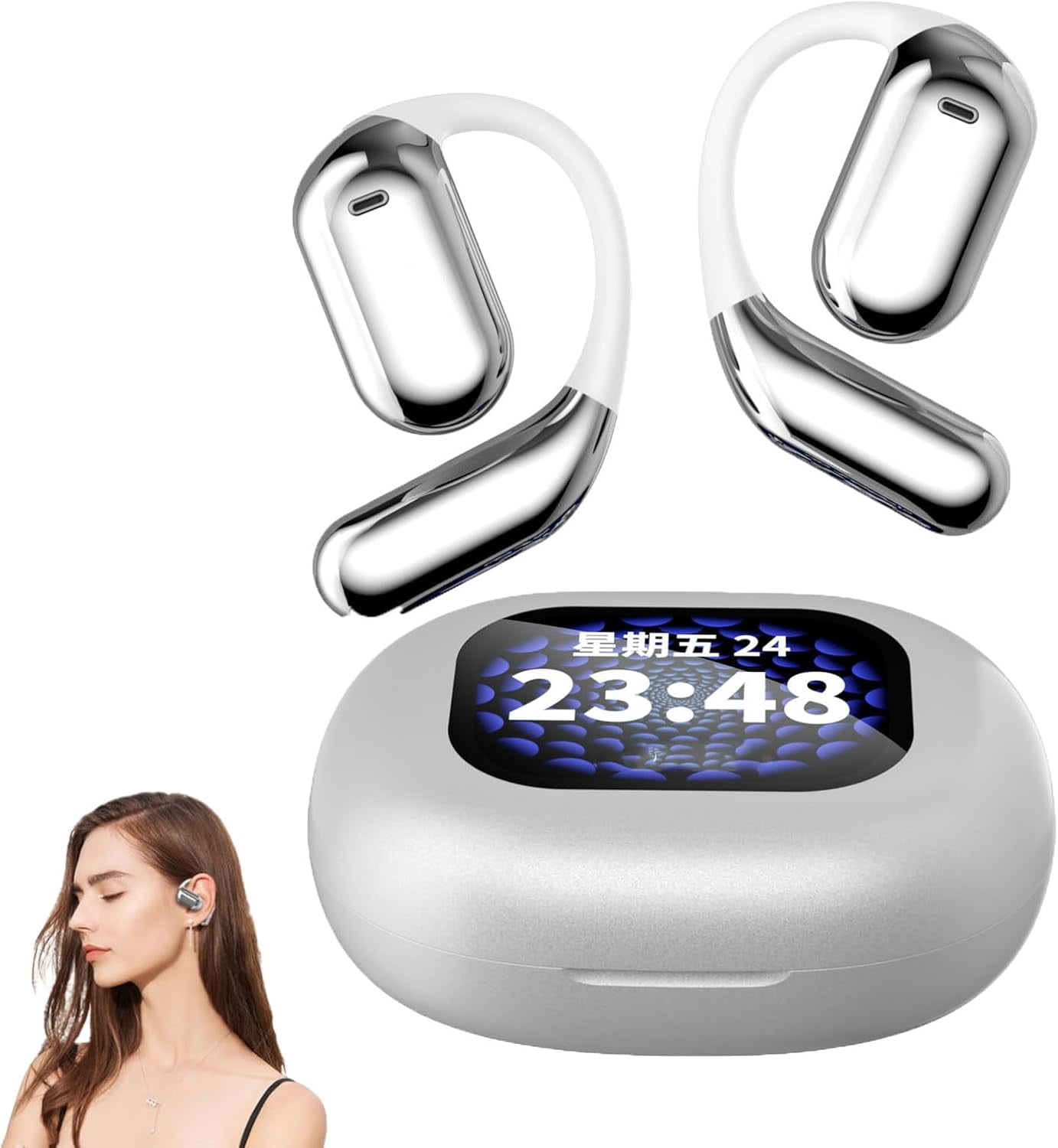 Promptanda Open Ear Earbuds, True Powerful Bluetooth 5.4 Open Ear ...