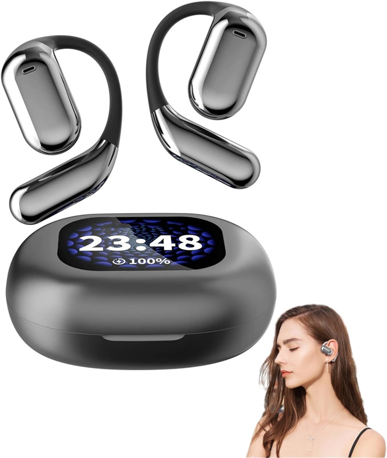 Promptanda Open Ear Earbuds, True Powerful Bluetooth 5.4 Open Ear ...