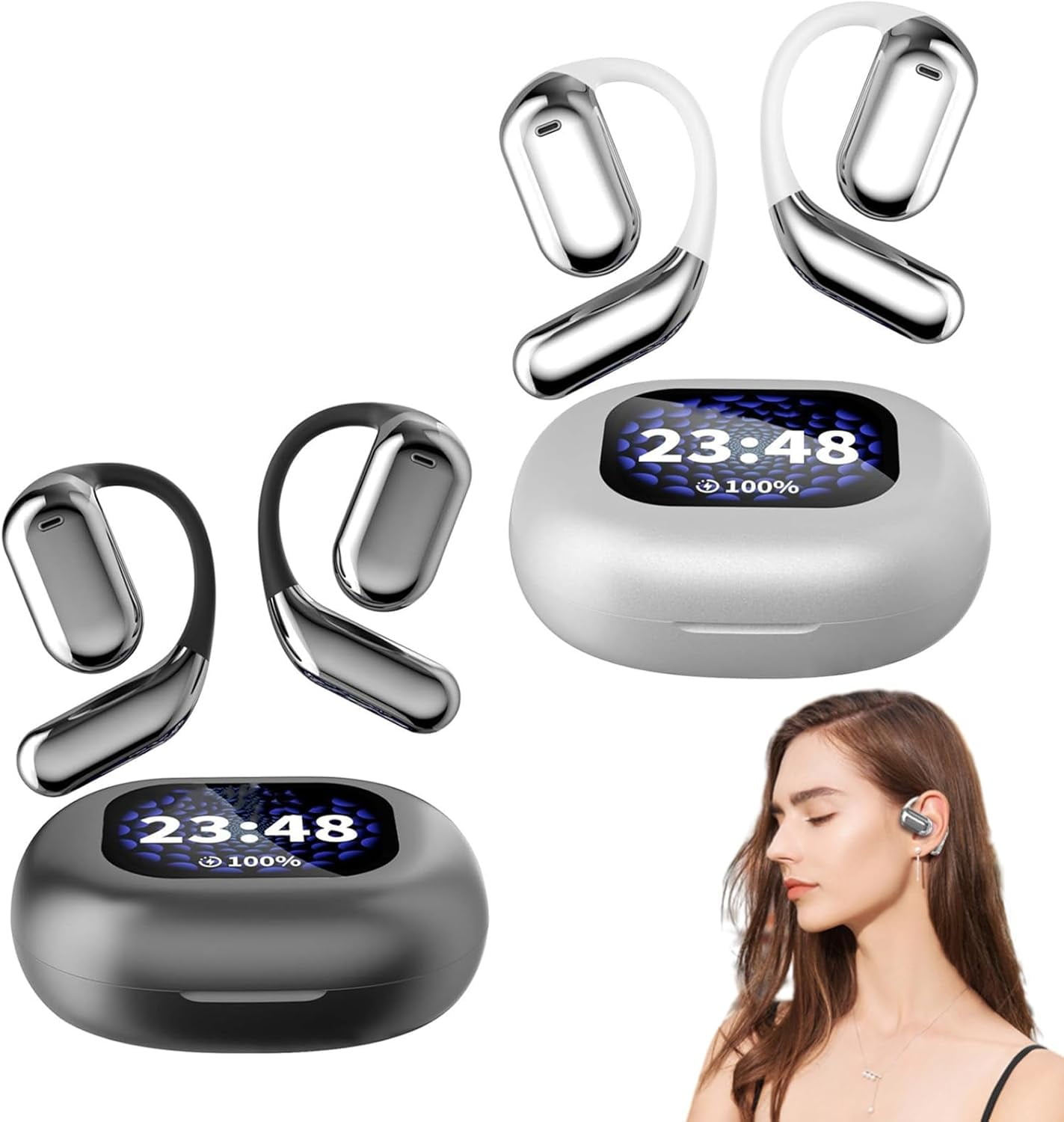 Promptanda Open Ear Earbuds, True Powerful Bluetooth 5.4 Open Ear ...