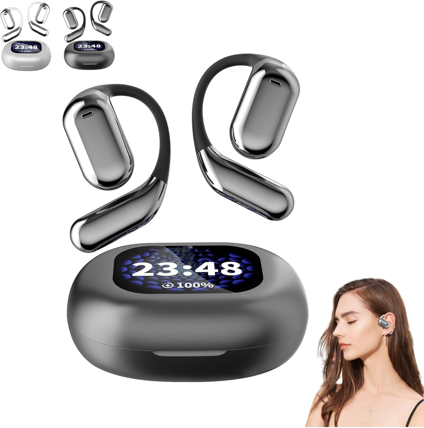 Promptanda Open Ear Earbuds, True Powerful Bluetooth 5.4 Open Ear ...